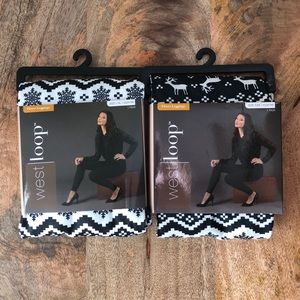 west loop | Pants & Jumpsuits | Navy Blue White Holiday Print Fleece ...